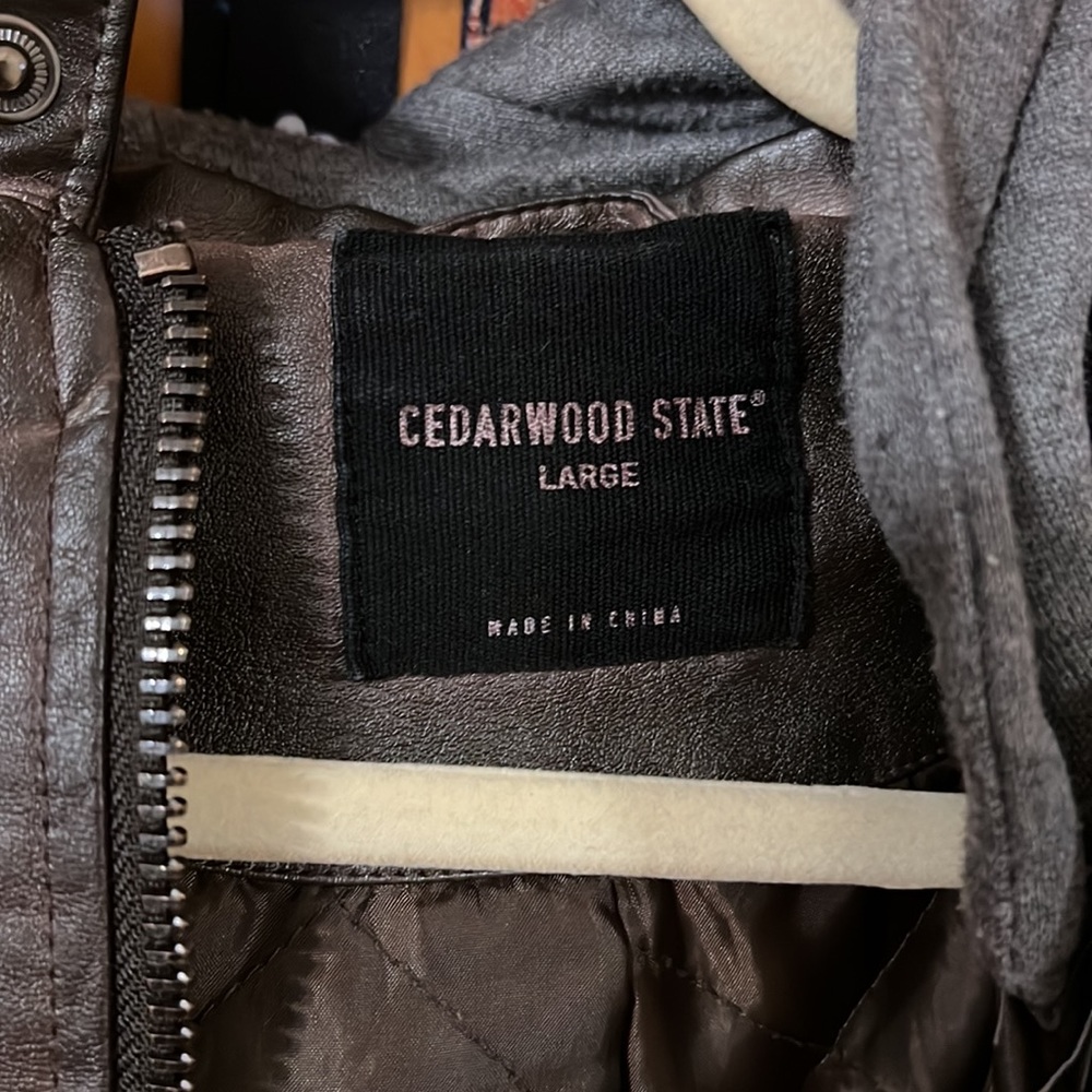 Mens Leather Jacket. Cedarwood State Size Large - Gem